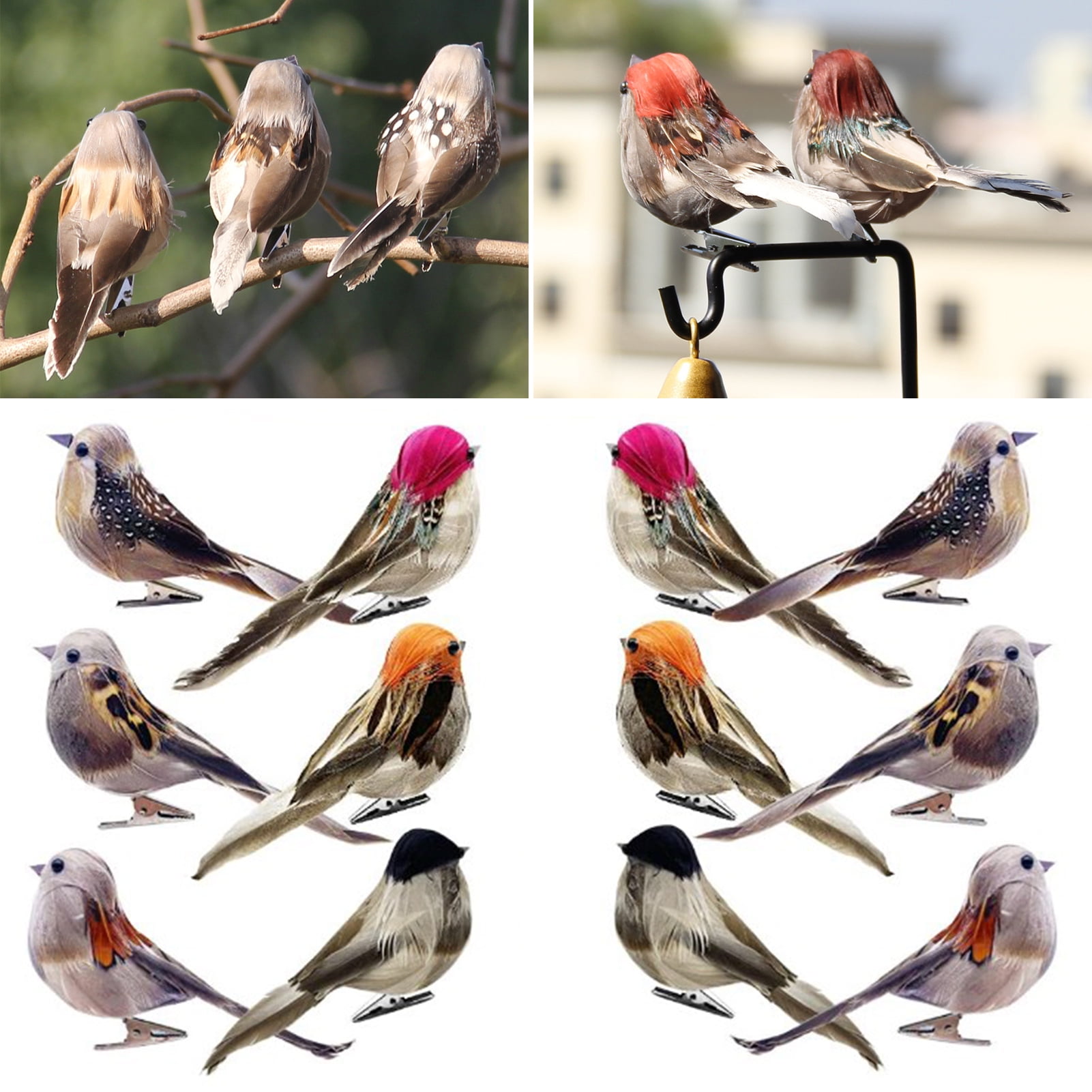 Bobasndm 12Pcs Artificial Birds Simulation Foam Realistic Feather Birds ...