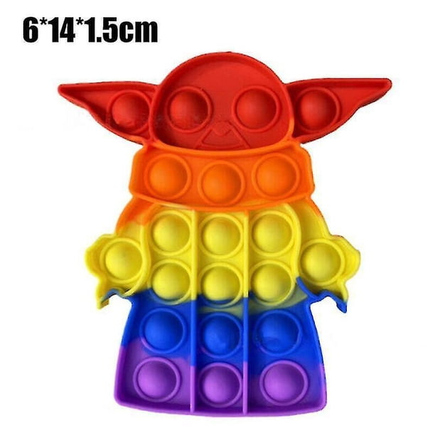 (Rainbow) Baby Yoda Fidget Toys Popit Push Bubble Sensory Gamepad Toys ...