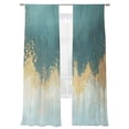 Abstract Teal Light Blue Color Block Chiffon Sheer Curtains 84 Inches ...