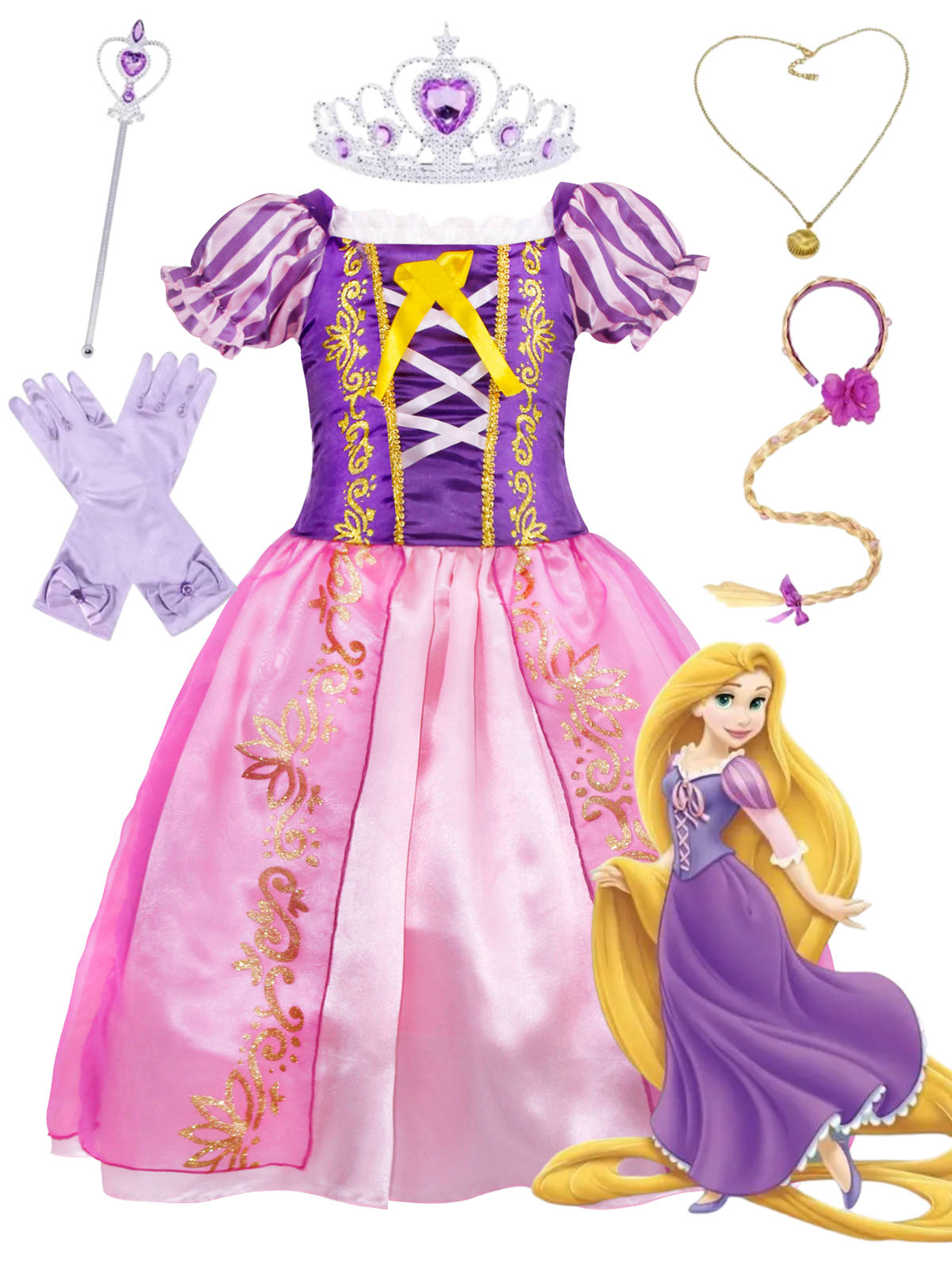Jurebecia Rapunzel Dress for Girls Kids Floral Puffy Princess Costumes ...