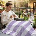 Purple Linen Stripes Fleece Throw Blanket Vintage Country Ultra Soft ...