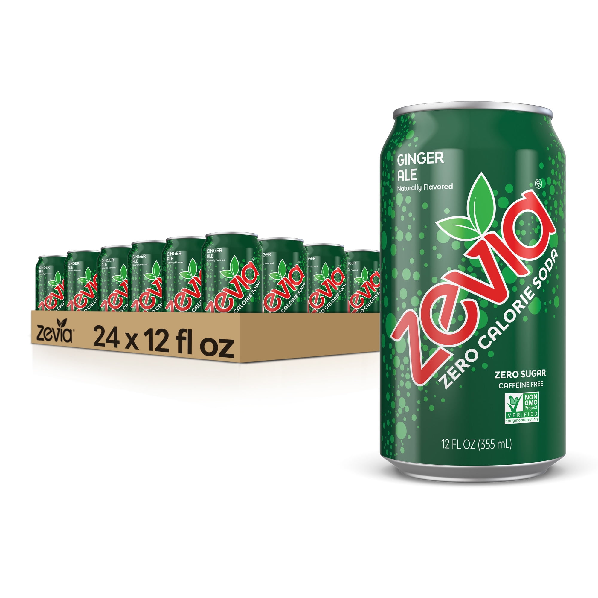 Zevia Zero Sugar Ginger Ale Soda Pop, 12 fl oz, 24 Pack of Cans - Walmart.com