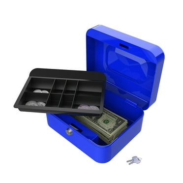 Honeywell Small Steel Money Lock Box 6202 with Key, Removable Cash Tray ...