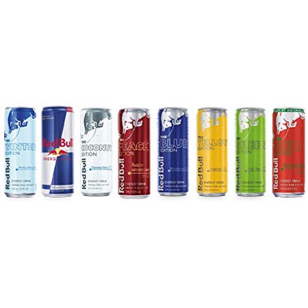 New Red Bull Editions Sampler Pack: Red, Yellow, Blue, Original, Peach ...