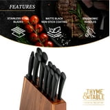 Thyme & Table Knife Set, 13-Piece Kitchen Slim Block Stainless Steel ...