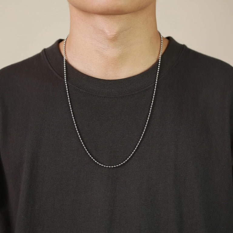 Dog Tag Chain Stainless Steel Black Military-Style Dog Tag Ball Chain ...