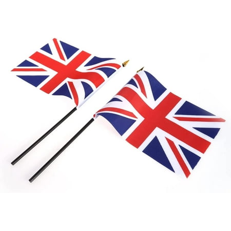 10Pcs UK Flag Handheld British Stick Flag Small Great Britain Flag Hand ...