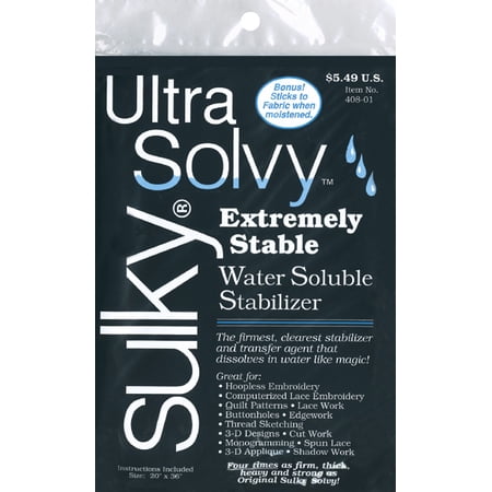 Sulky Ultra Solvy Water-Soluble Stabilizer-19.5"X36" -408-01 | Walmart ...