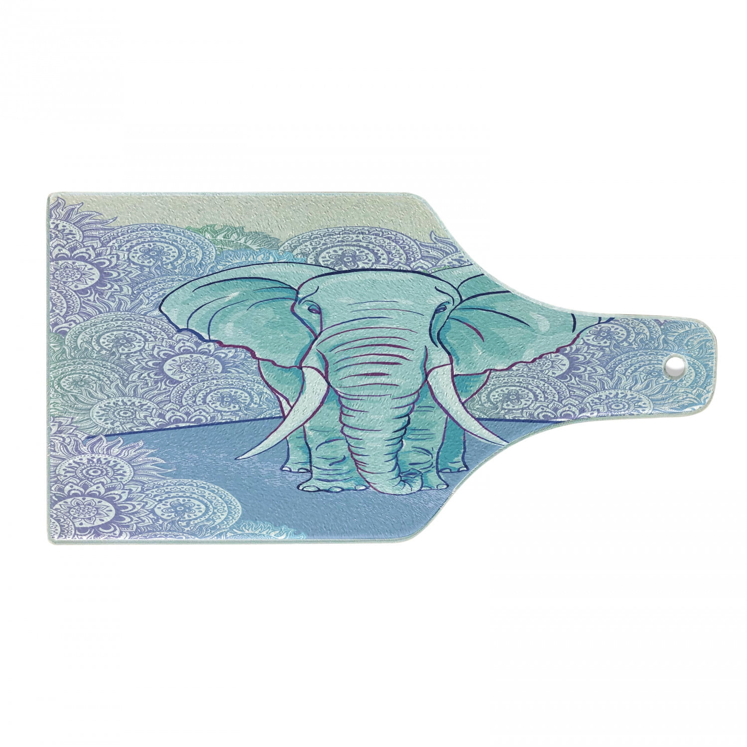 Elephant Cutting Board, Flowers Oval Motifs and Giant Animal Watercolor ...