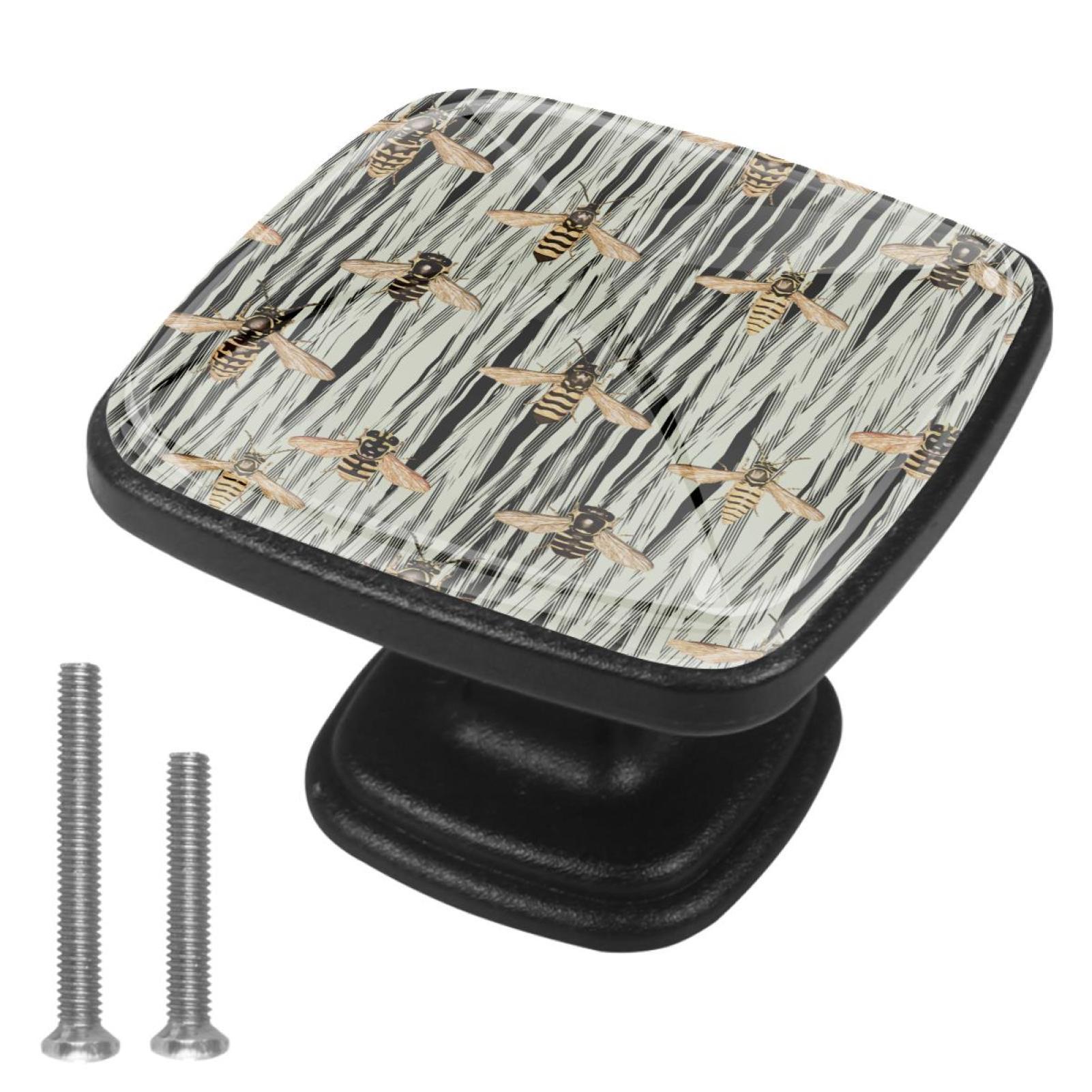 4 Pcs Cabinet Handle Drawer Pulls Insect Knobs with Screws Square ...