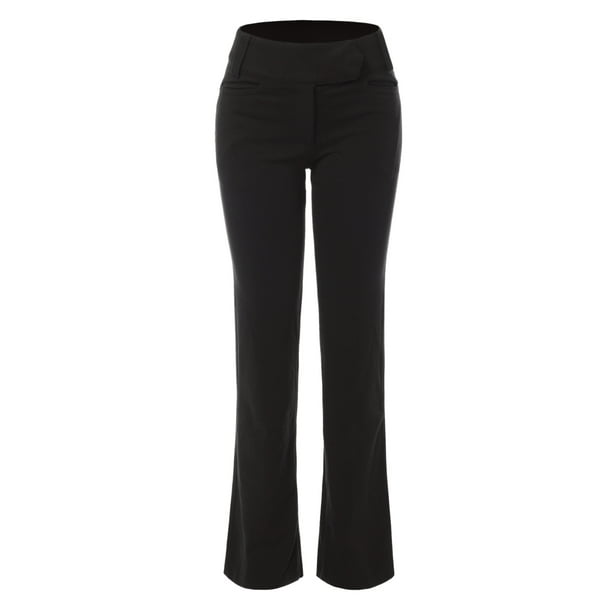 Made by Olivia Women's Stretchy Relaxed Boot-Cut Office Pants Trousers ...