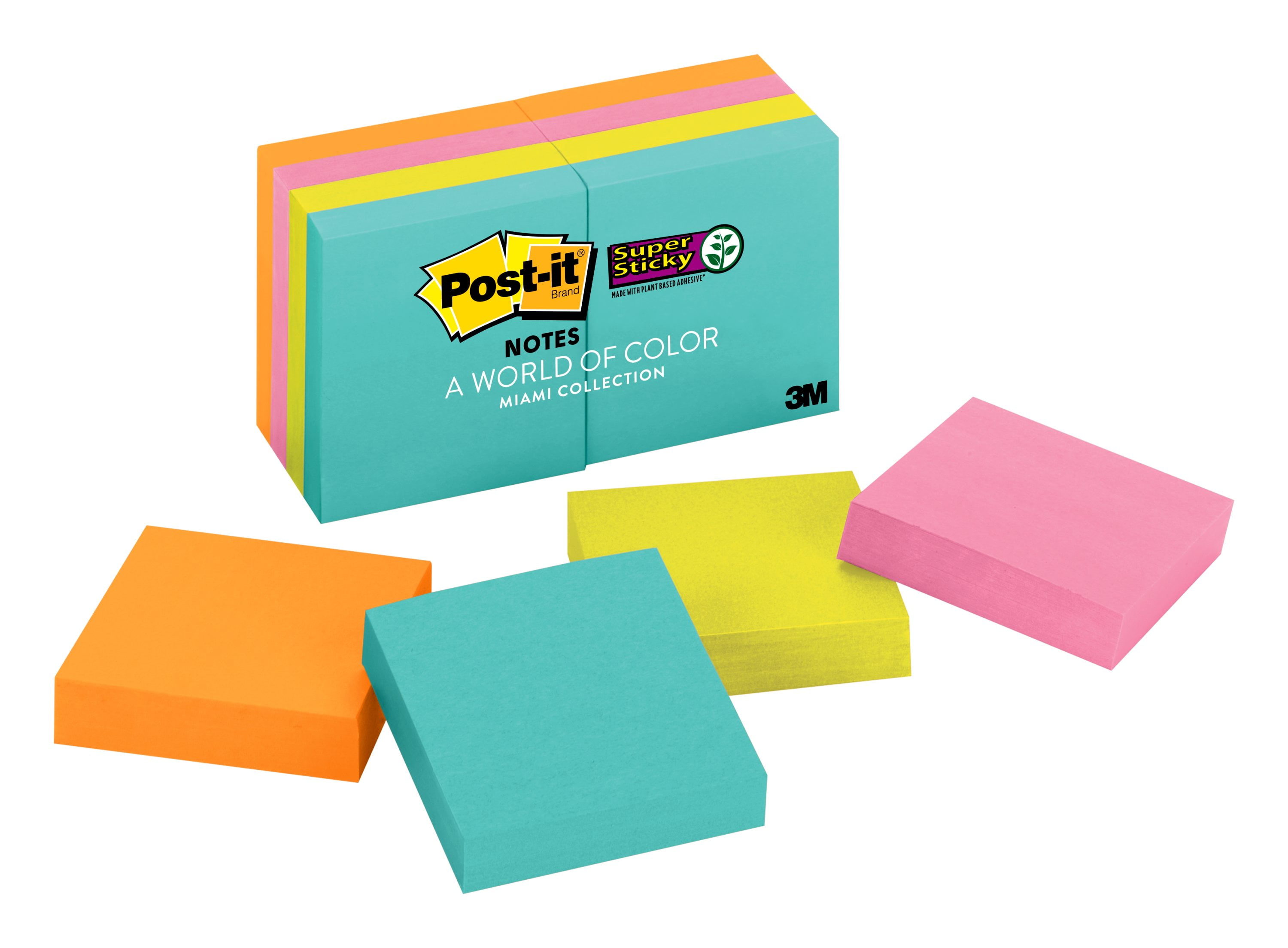 Post-it Super Sticky Notes 8 Pack, 2in. x 2in., Miami Collection ...