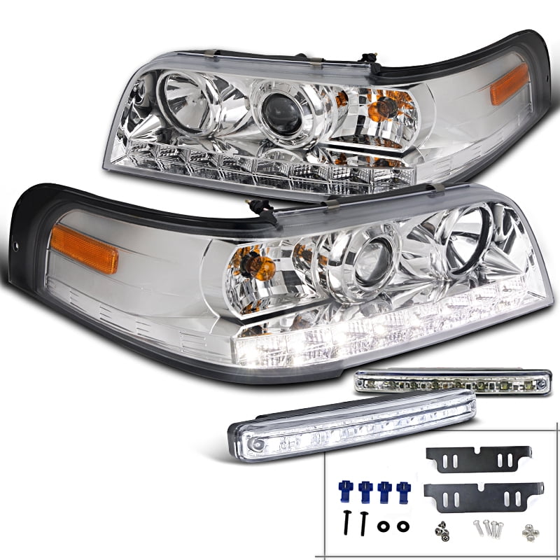 Spec-D Tuning Chrome Projector Headlights + 8-LED Fog Lamps Compatible ...