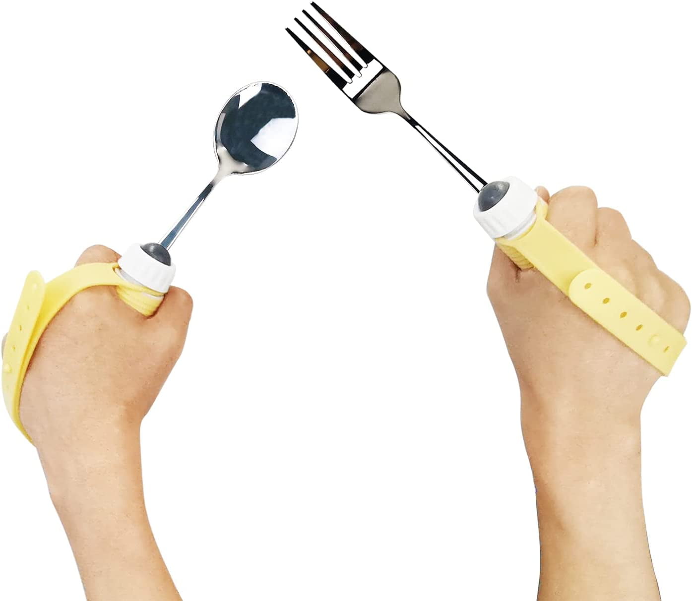 Adaptive Utensils Spoons Forks Set Weighted, Non-Slip Handles & rubber ...