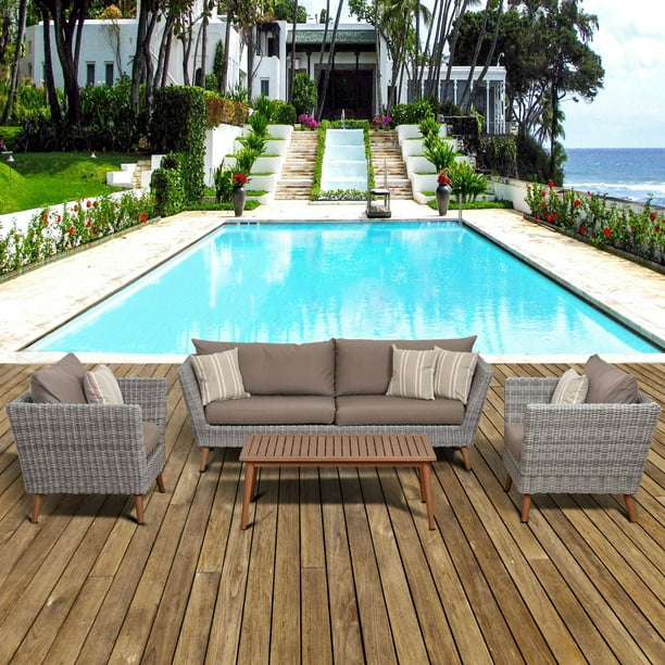 Amazonia Malta 4-Piece Conversation Set with Brown Cushions - Walmart.com