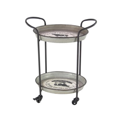 3-Tiered Metal Frame, Industrial Dining Cart with Swivel Wheels, White ...
