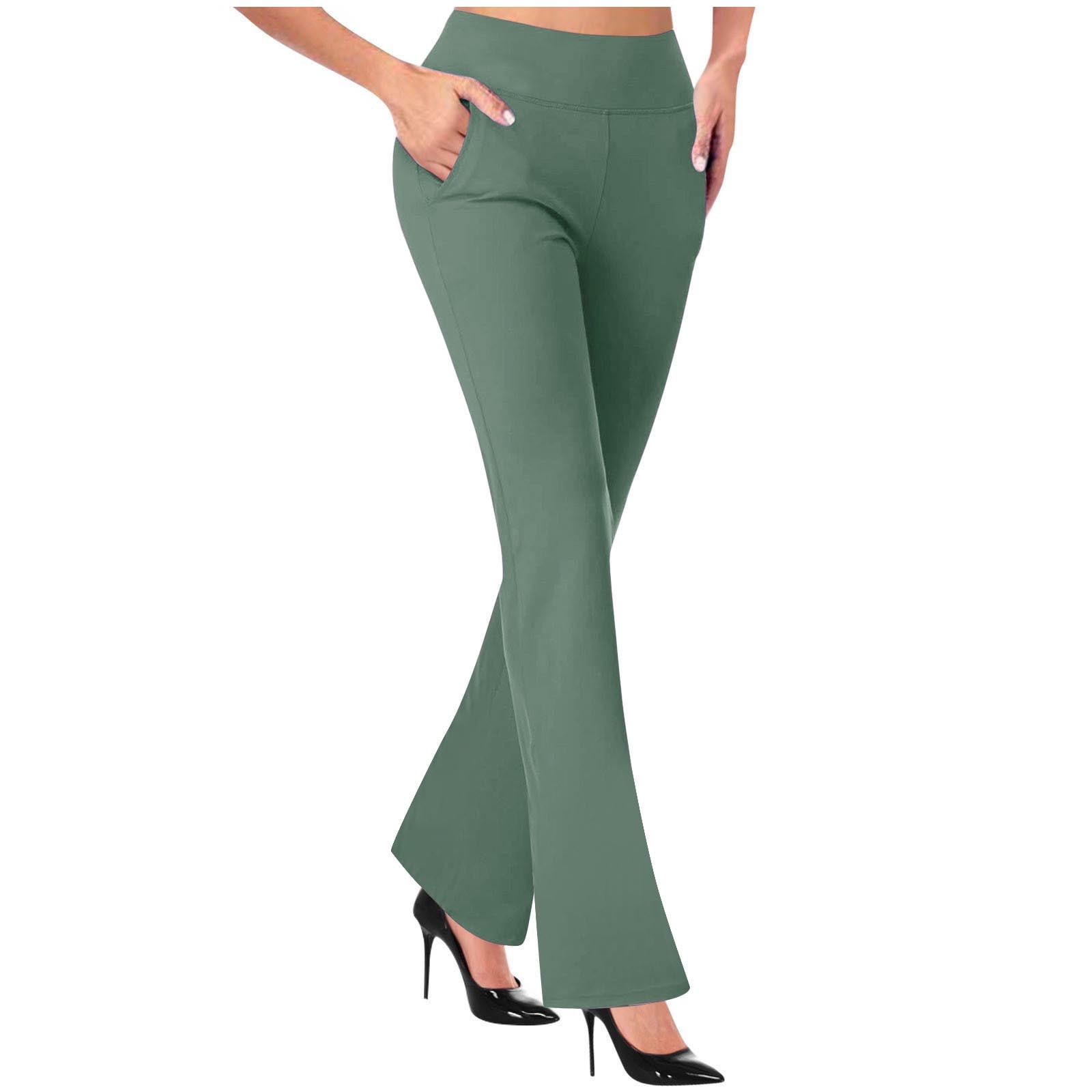 VINUSLI Business Casual Pants for Curvy Women Wide Leg High Waisted ...
