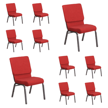 (10 PACK) 21'' Wide Light Gray Dot Fabric Church Chair with Book Rack ...