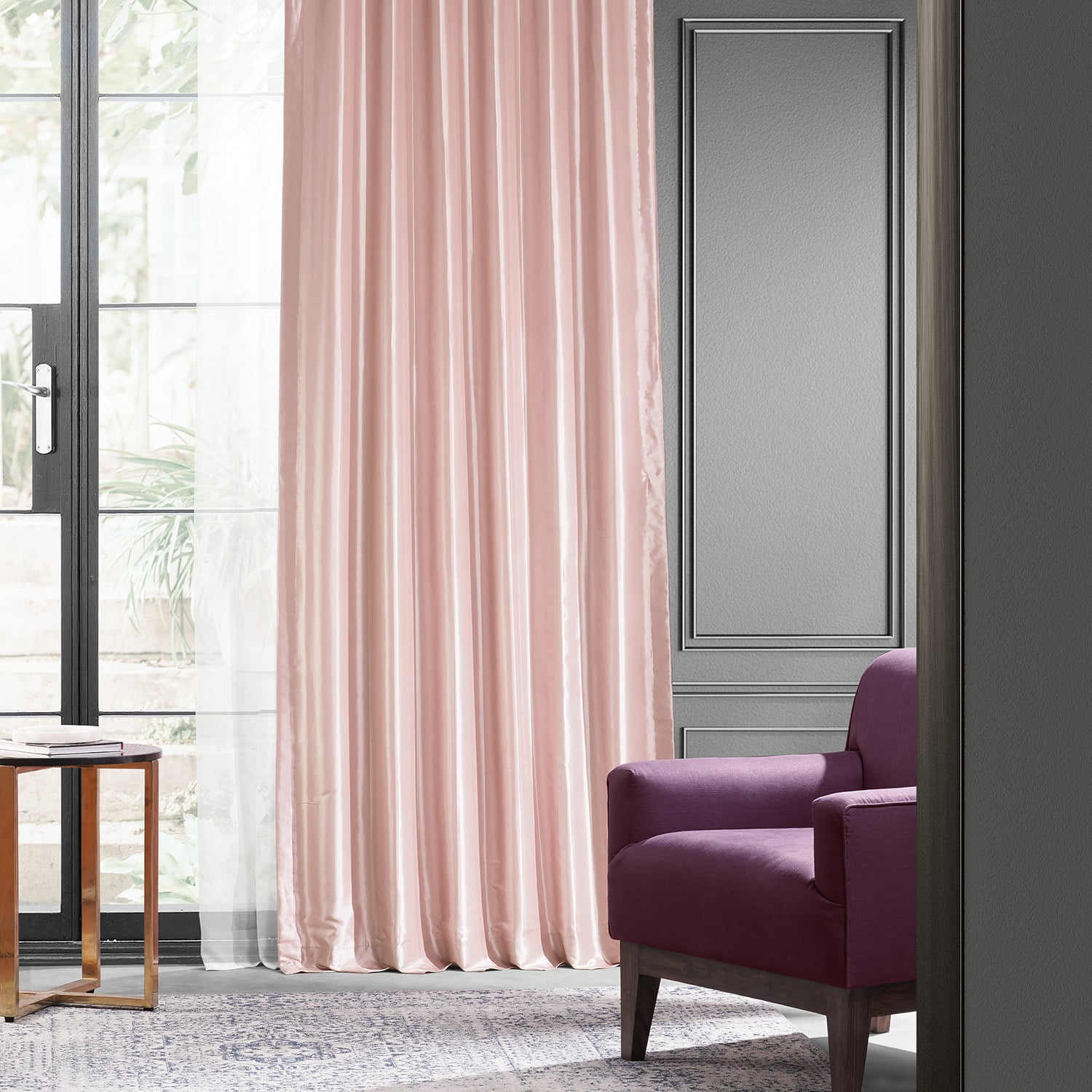 Salmon Rose Blackout Faux Silk Taffeta Curtain (1 Panel), Salmon Rose ...