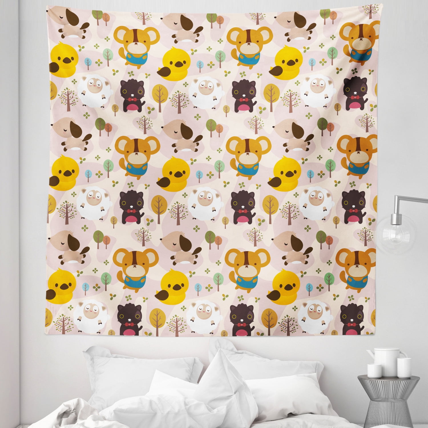 Cartoon Tapestry, Style Animal Caricatures Very Jungle Inhabitants ...