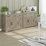 Homfa 42.5'' Kitchen Buffet Sideboard Cabinet with 3 Drawers Farmhouse Barn Doors Wood Coffee ...