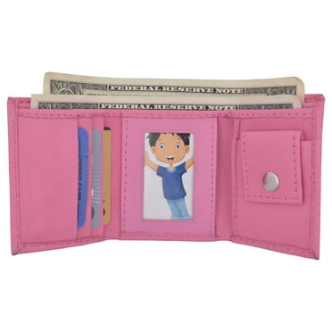 Premium Soft Leather Childrens Trifold Wallet Kids Bicolor Wallet Gift ...