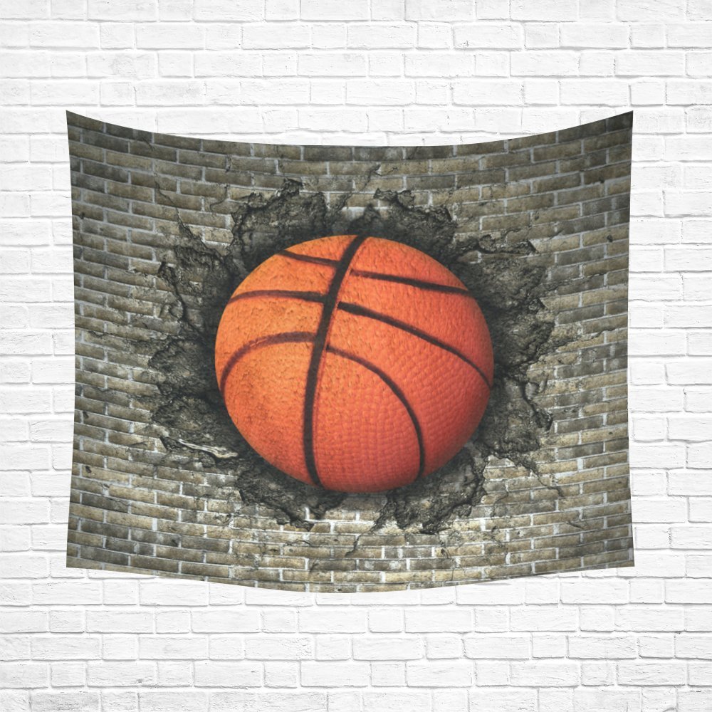 MYPOP Basketball Embedded In A Brick Wall Wall Tapestry 51x60 inches ...