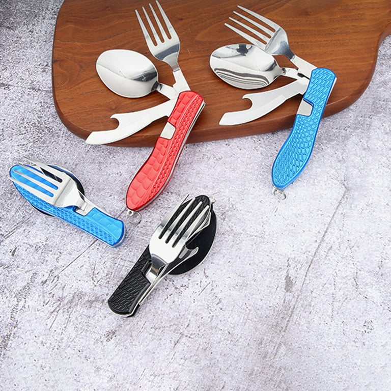 Portable Hiking Utensils 2 In 1 Camping Eating Utensils Set ...