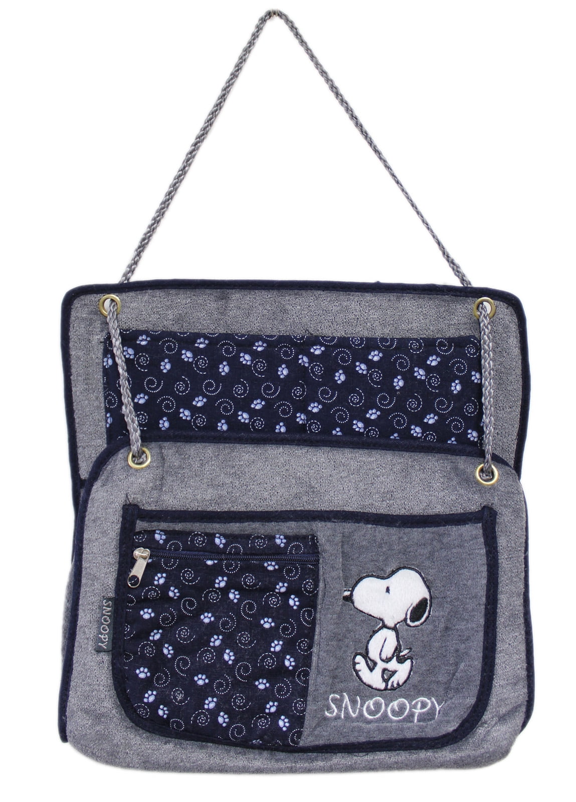 Snoopy Storage Bag - Snoopy Car Backseat Storage Pouch (Gray and Navy ...