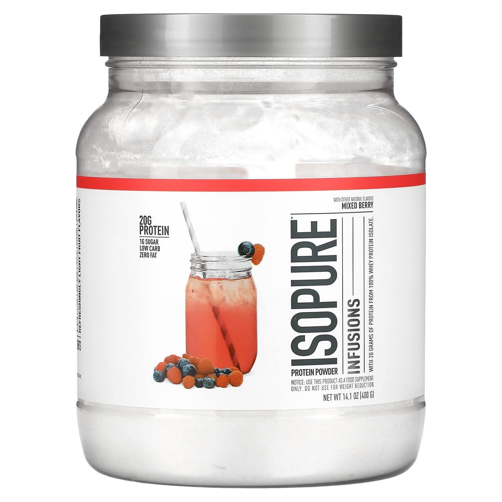 Isopure, Proteína en polvo Infusions, Bayas mixtas`` 400 g (14,1 oz) | Bodega Aurrera en línea