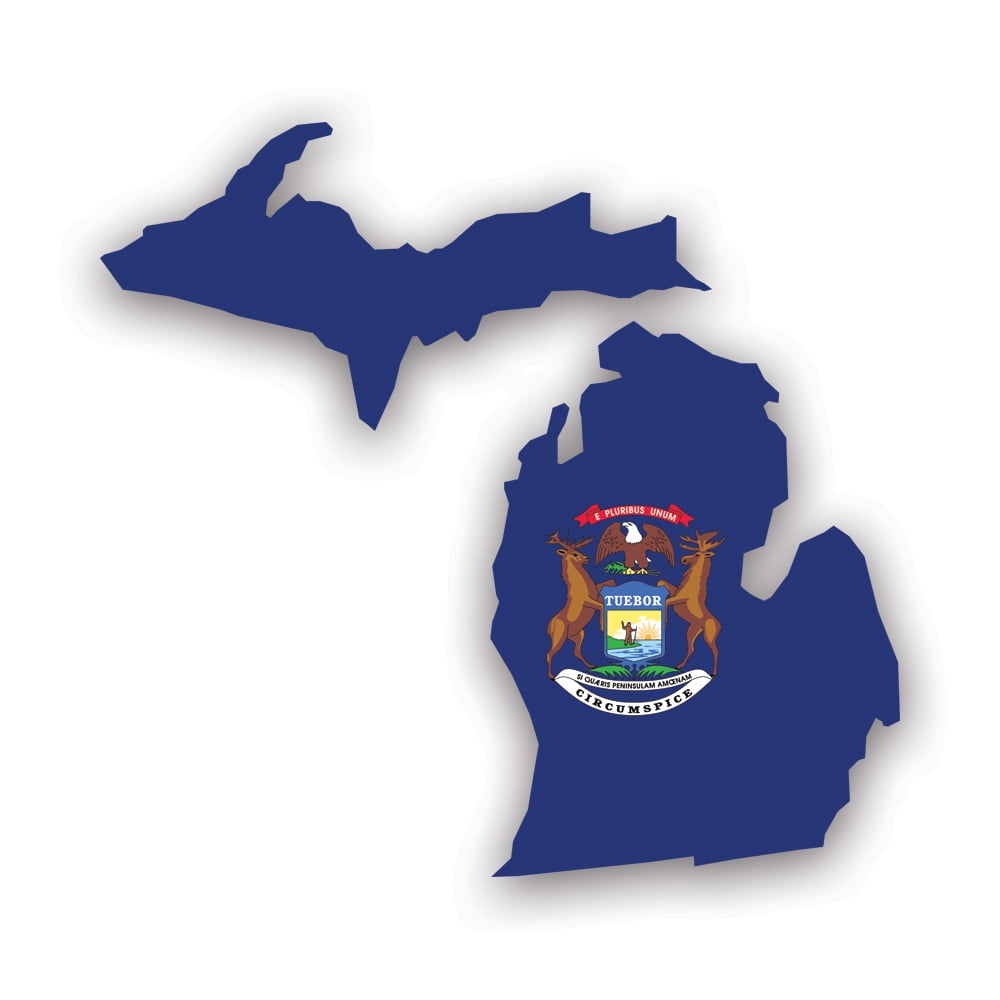 Michigan State Shaped Flag Sticker Decal - Self Adhesive Vinyl ...