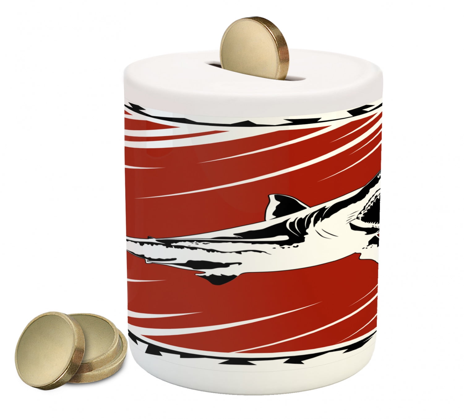 Shark Piggy Bank, Killer Sea Creature Swimming in the Ocean in Grunge ...