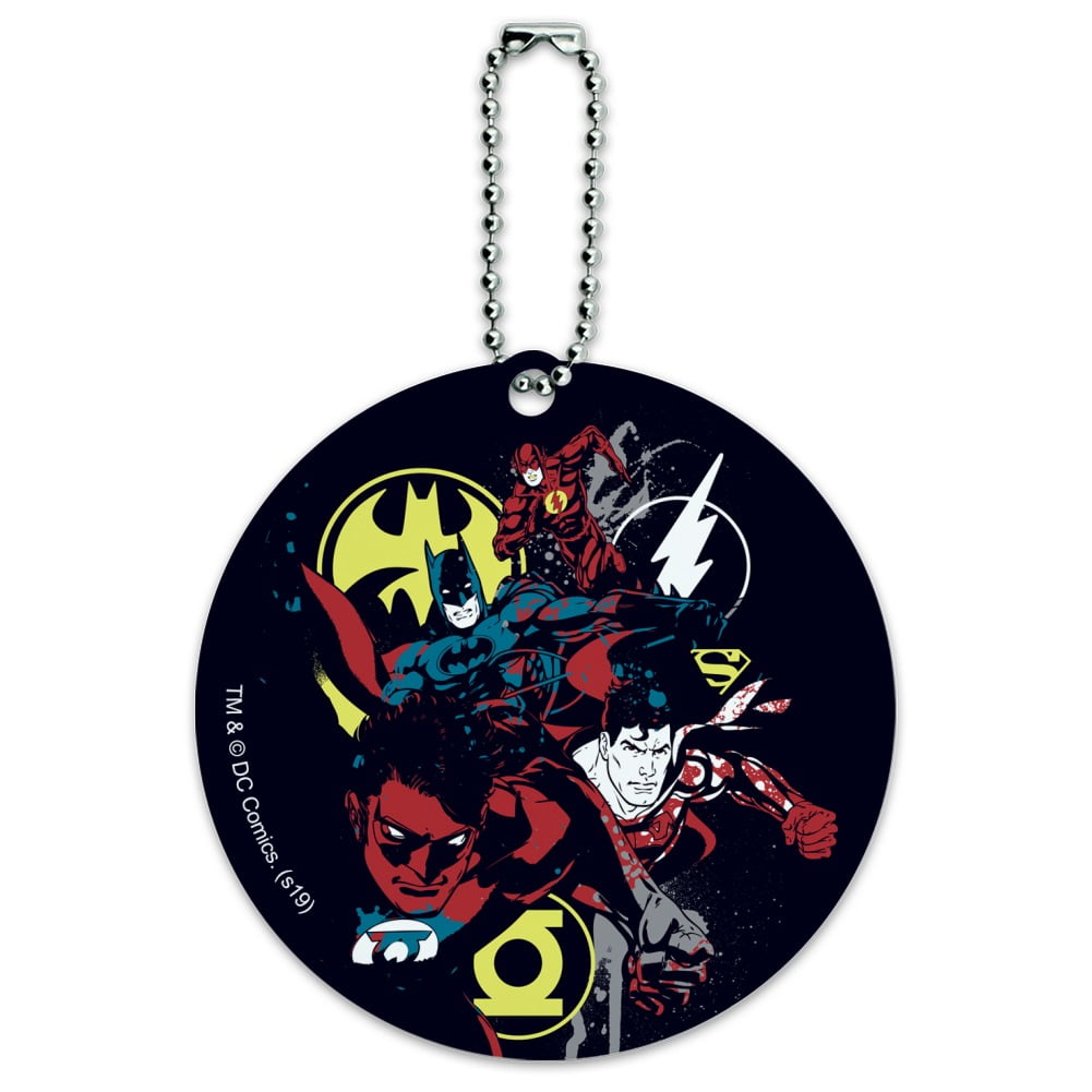 Justice League Character Graffiti Round Luggage ID Tag Card Suitcase ...