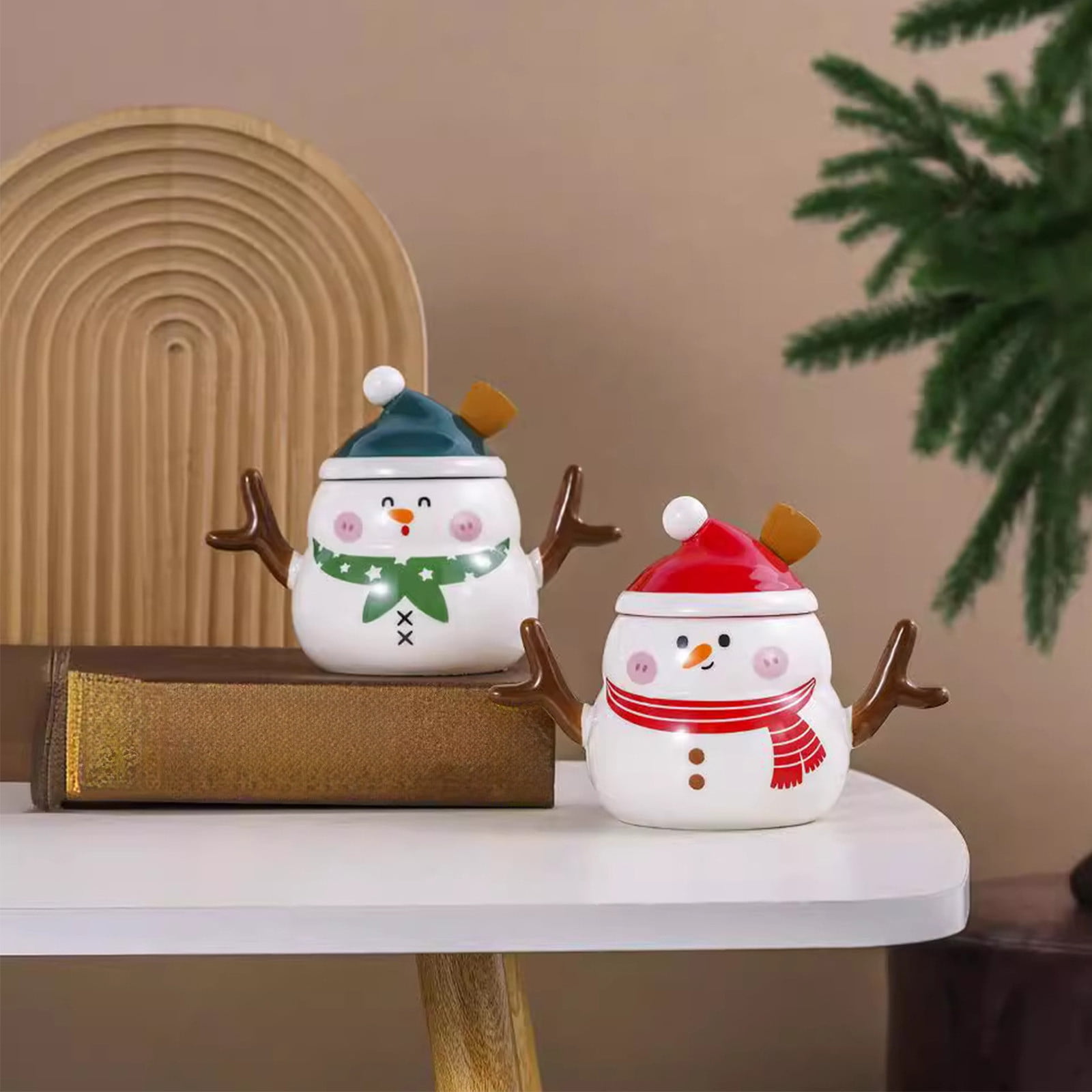 Click here for Byikun Christmas Ceramic Snowman Mug With Lid & Sp... prices