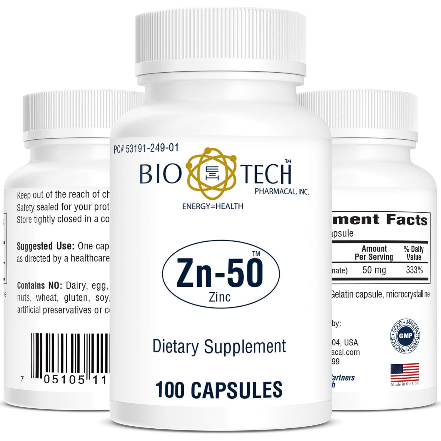 Suplemento BioTech Pharmacal Zn-50 con 50 mg de zinc, 100 unidades ...