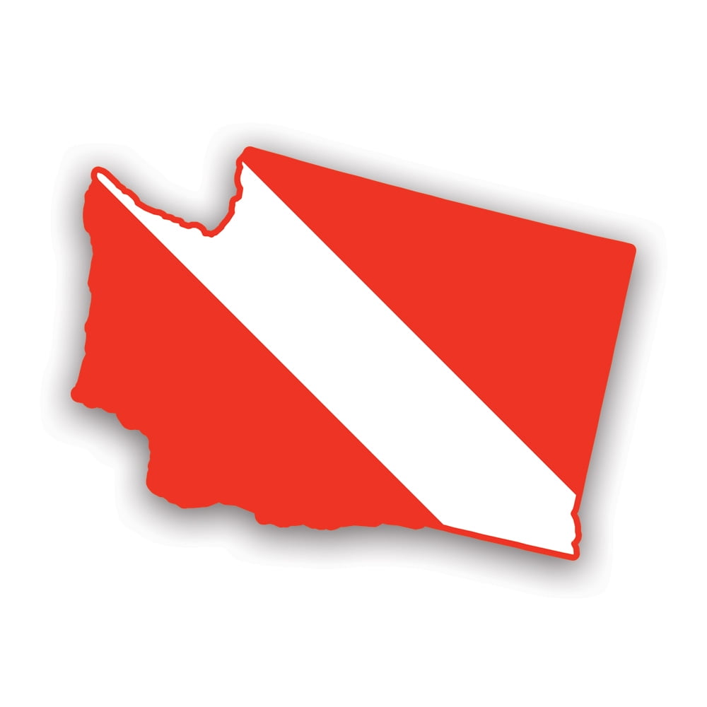 Washington State Shaped Diver Down Flag Sticker Decal - Self Adhesive Vinyl - Weatherproof ...