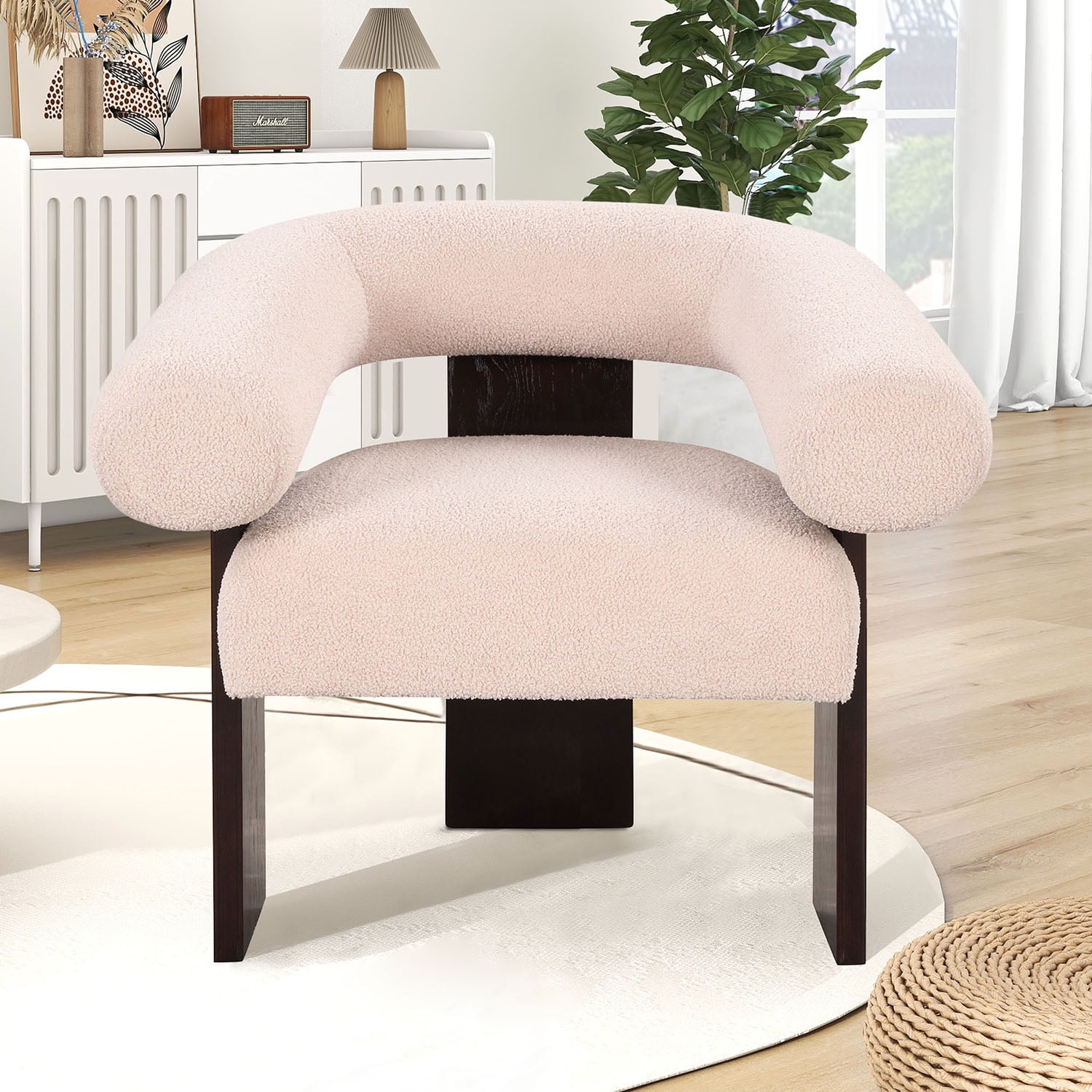 Canddidliike Modern Upholstered Couch Chair, Curved Frame Accent Chair ...