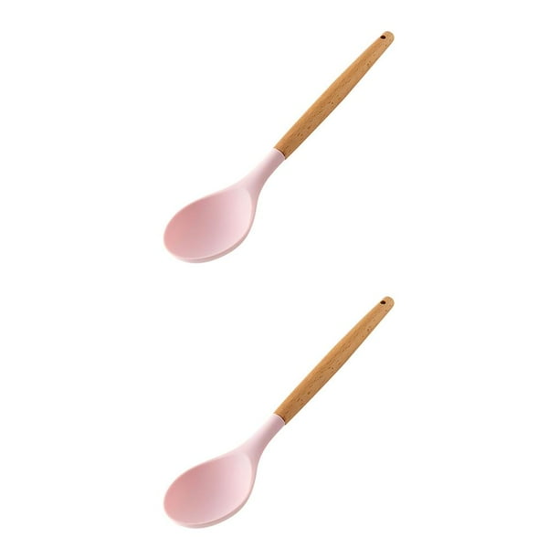 maskred 1/2/3/5 Wooden Handle Silicone Spatula Scraper Soup Spoon Brush ...