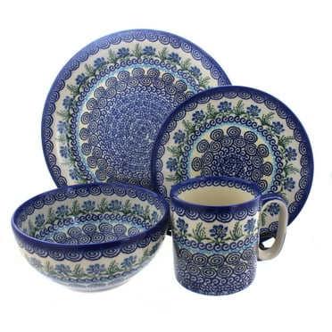 Blue Rose Polish Pottery Melanie 16 Piece Dinner Set - Walmart.com