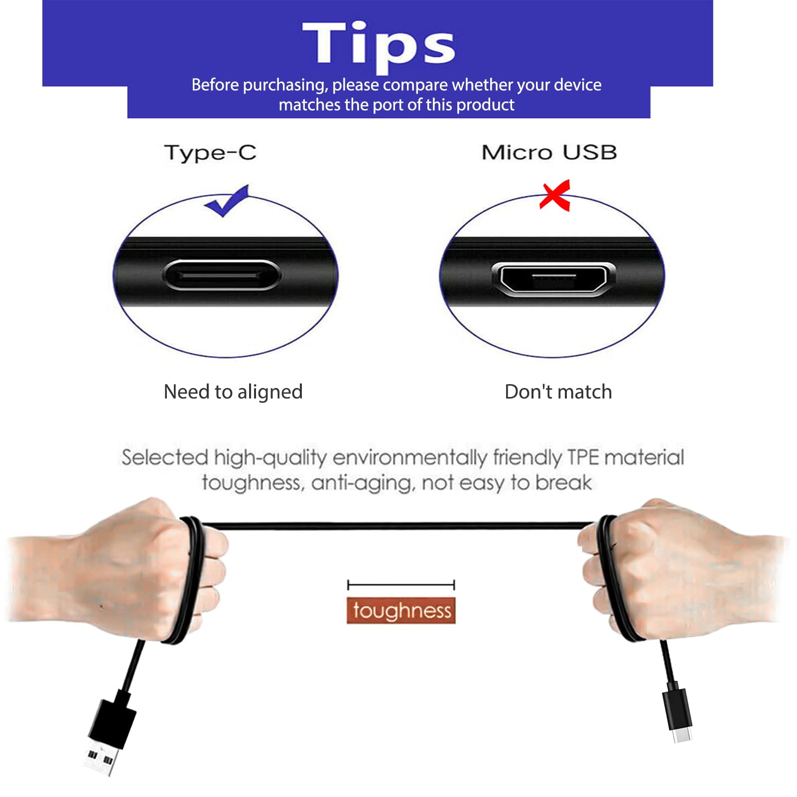 Buy 5FT Replacement USB Type C Fast Charger Charging Cable Cord ...