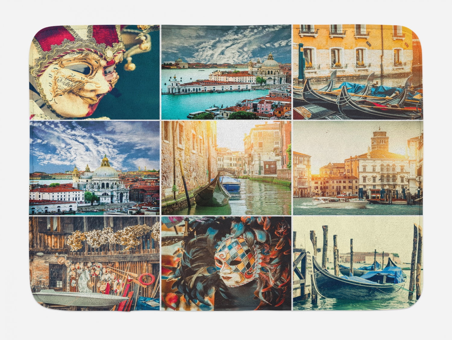 Italian Bath Mat, Designed Masks for Carnival of Venice Baroque Style ...