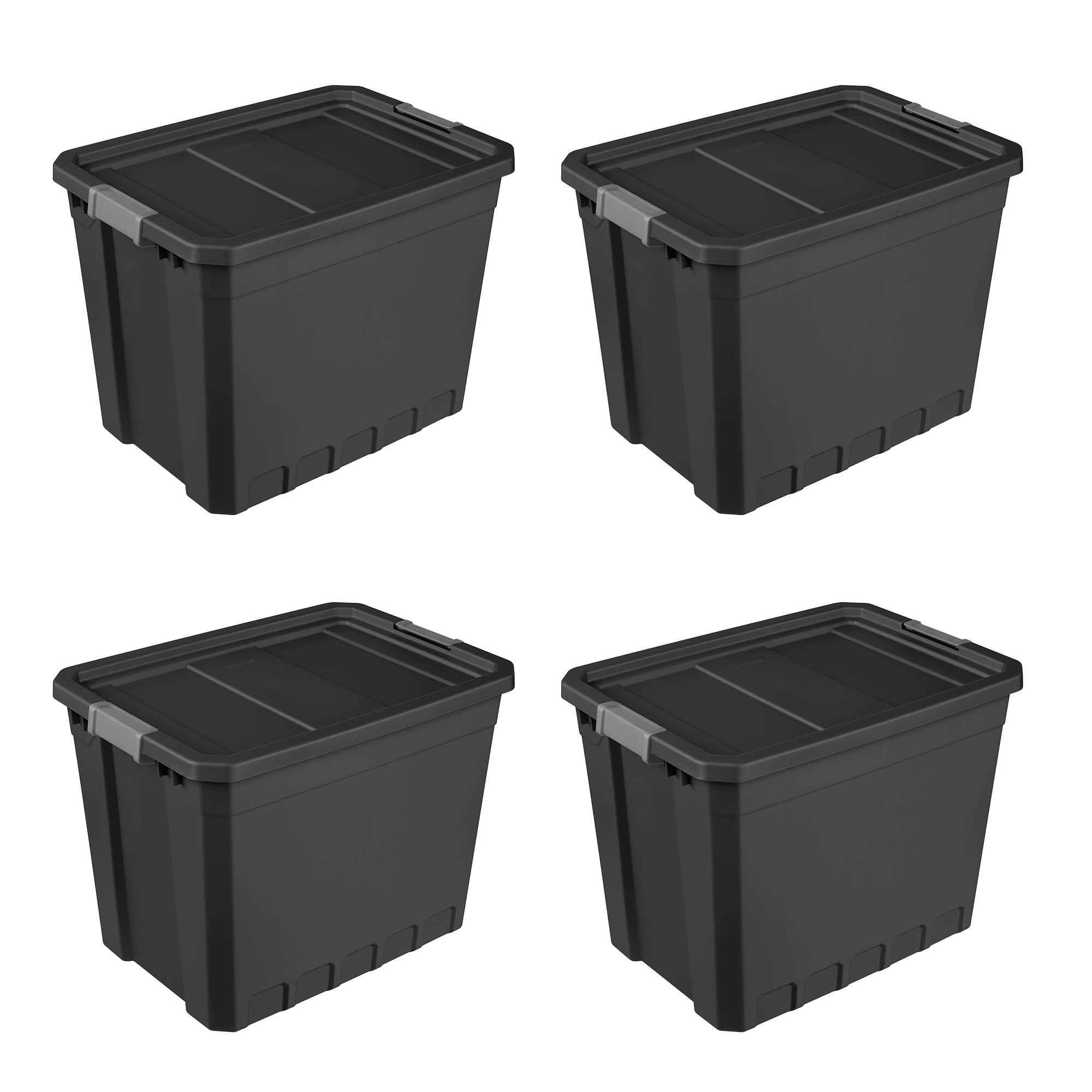 Sterilite 27 Gal Rugged Industrial Stackable Storage Tote with Lid, 4 ...