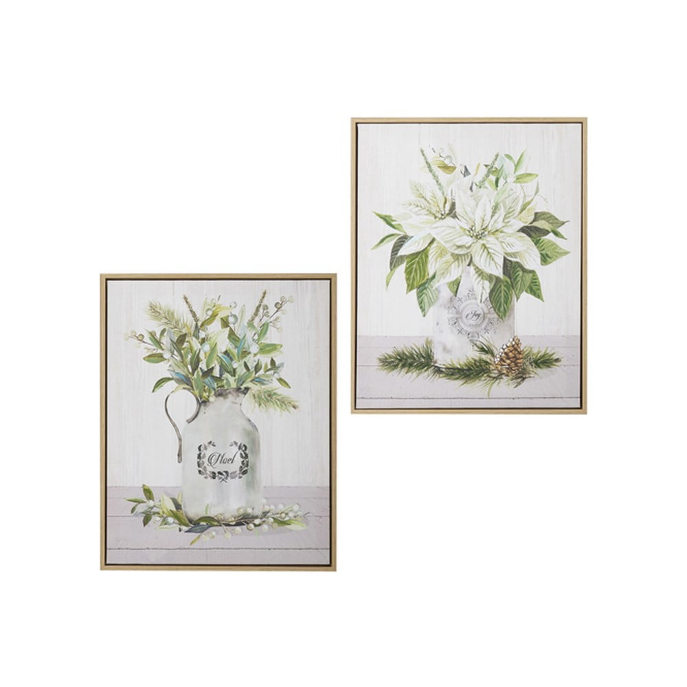 Raz Imports 2021 20" Winter Farmhouse Floral Framed Canvas Wall Art, 2 ...