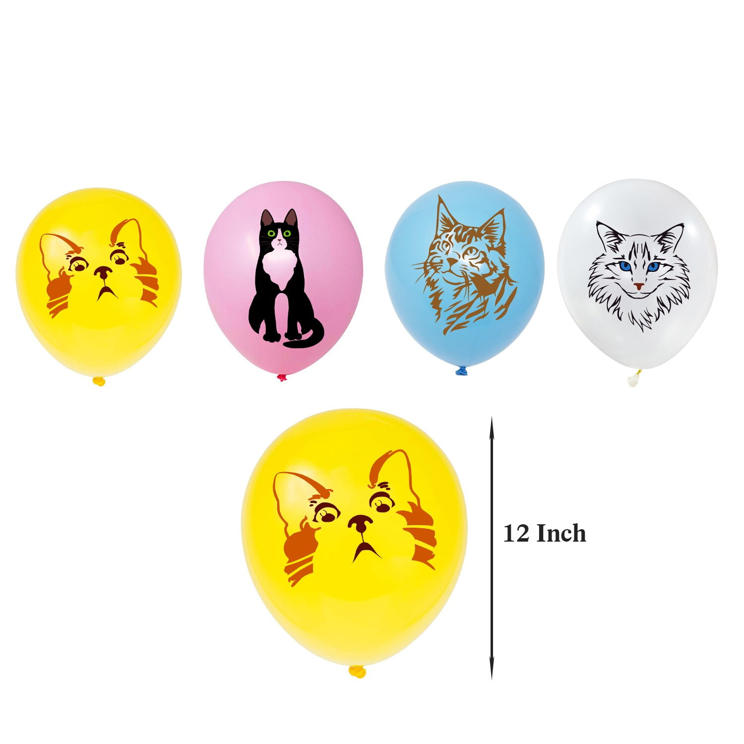 Buy Cute Cat Themed Birthday Party Decorations Pawty Meow Cat Balloons ...