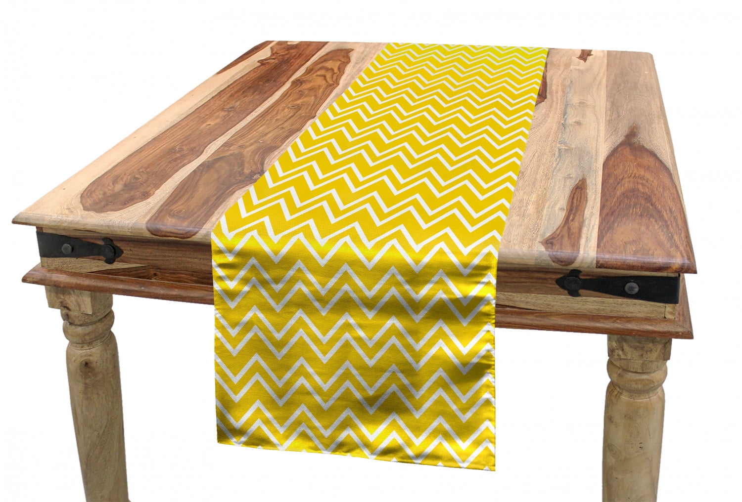 Yellow Table Runner, Zig Zag Chevron Pattern in Yellow and White Colors ...