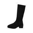 Bkhluea Women Ribbed Knit Stretch Block Heel Knee High Sock Boots ...