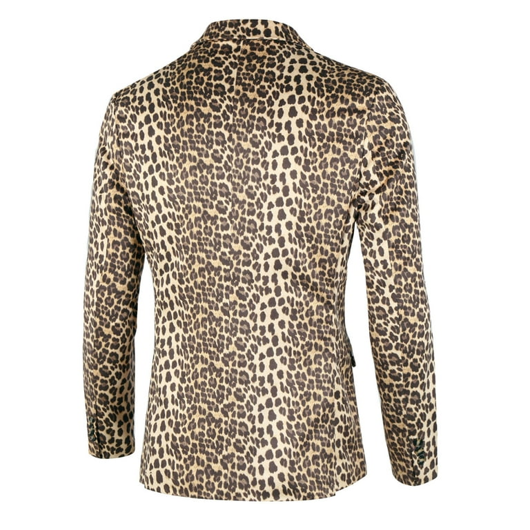 Unique Bargains Men's Leopard Animal Print Notched Lapel Unique Bargains Men's Leopard Animal Print Notched Lapel