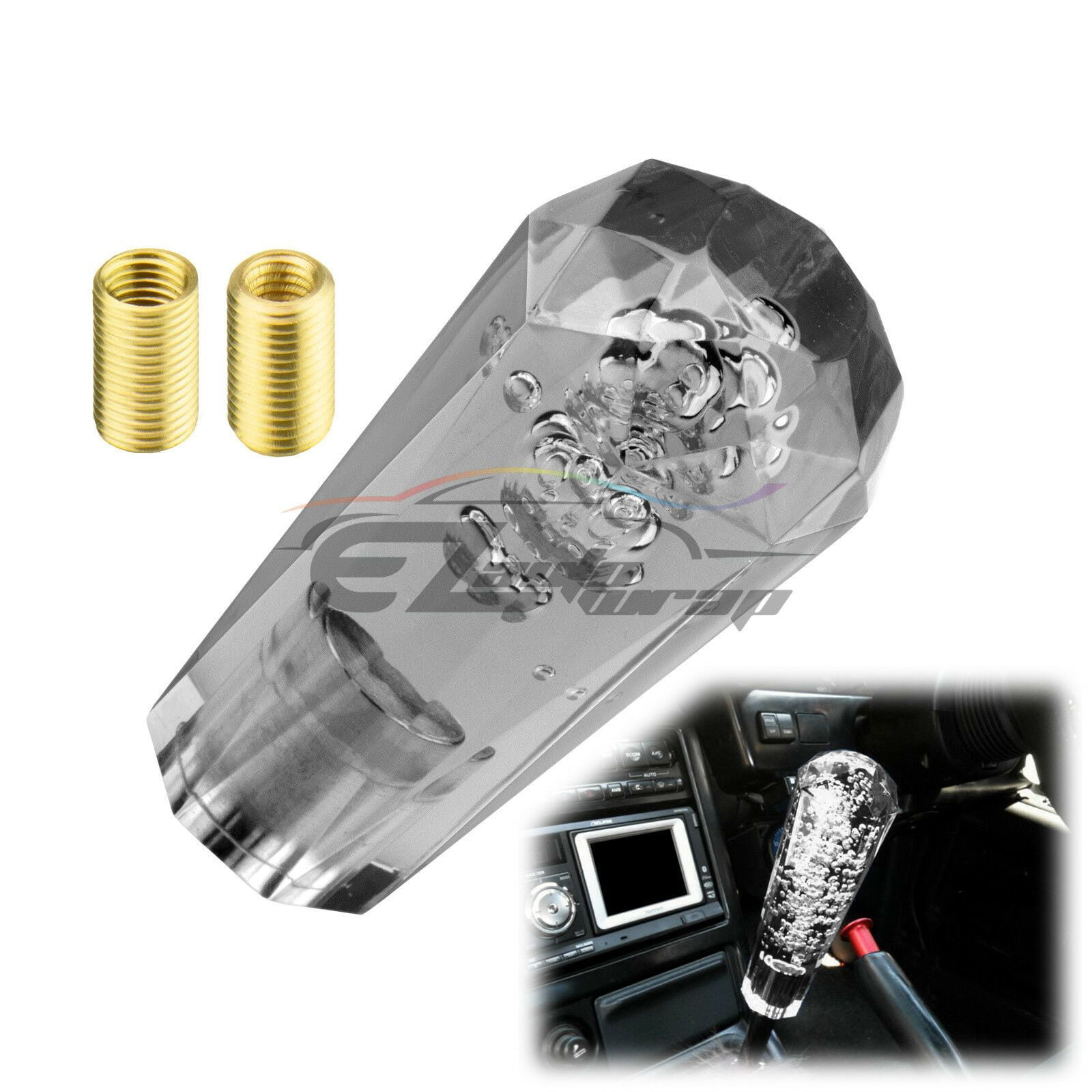 Shift Knob Stick Black Gray Smoke Crystal Bubble Manual Gear Shifter ...