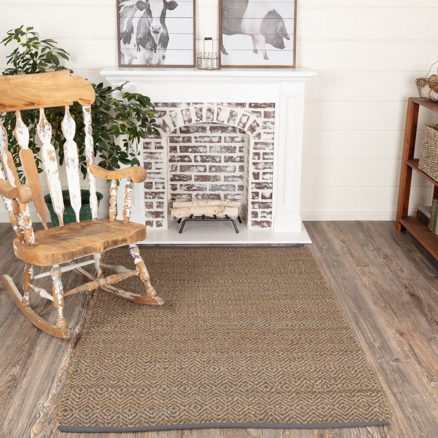 Natural Grey Tan Farmhouse Flooring Zuma Jute Chevron Rectangle Accent ...