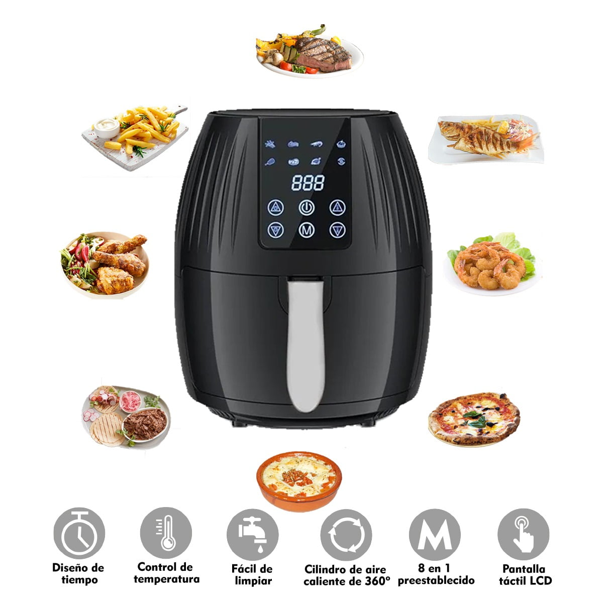 Freidora De Aire Digital 5.5L Apagado Automático GENÉRICA AF338 ...